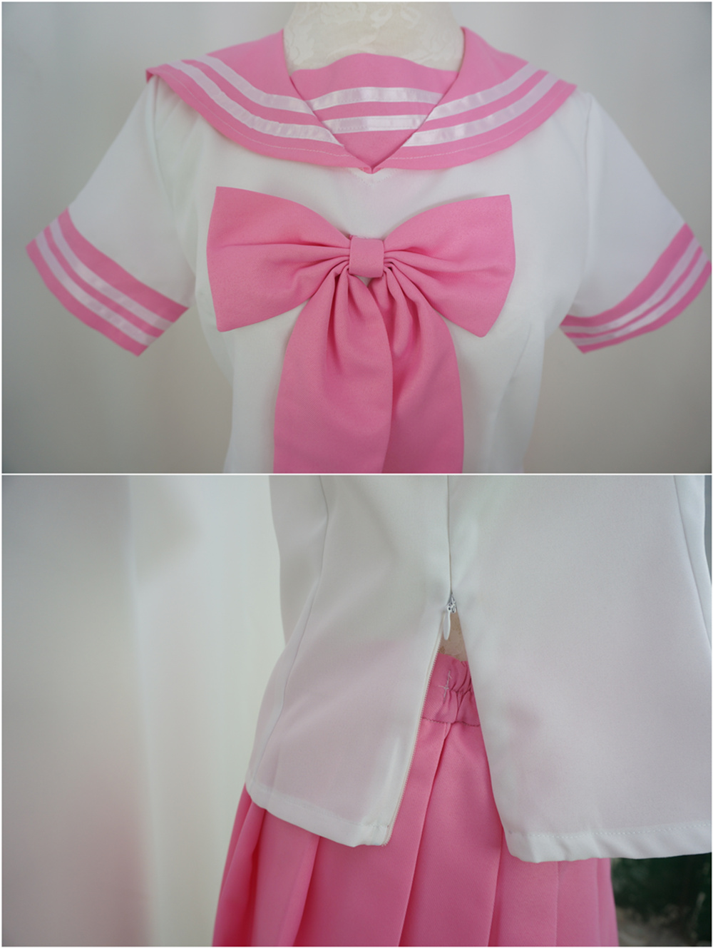 {Set}Pink Sailor Seifuku School Uniform Top and Pleated Skirt Set ...
