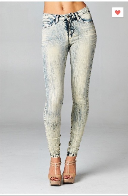 Chambray Acid Wash Skinny Jeans on Storenvy