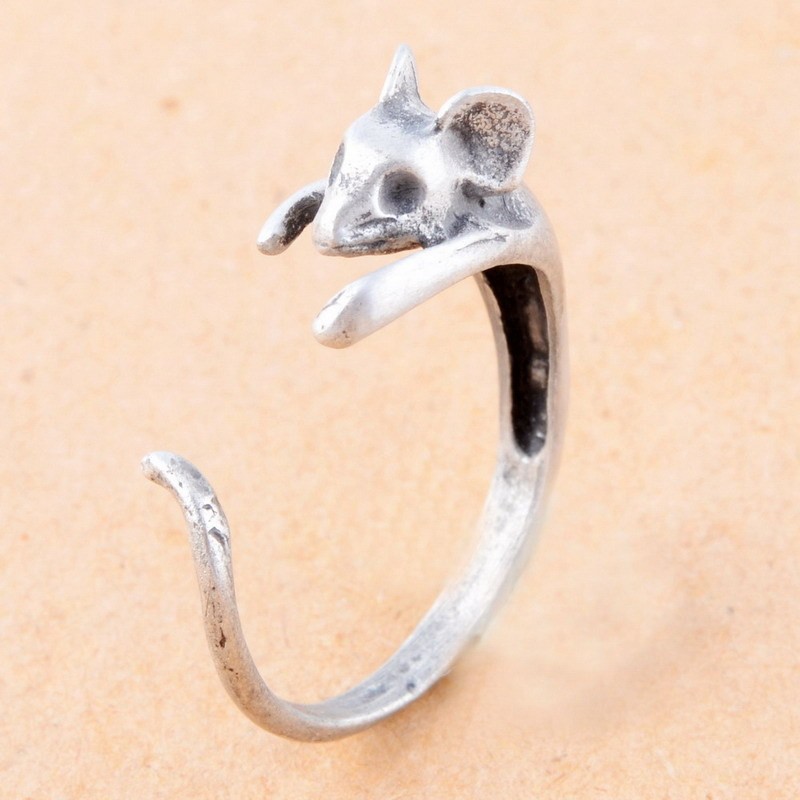 Cute Rat Animal Wrap Ring in Silver and Gold on Storenvy