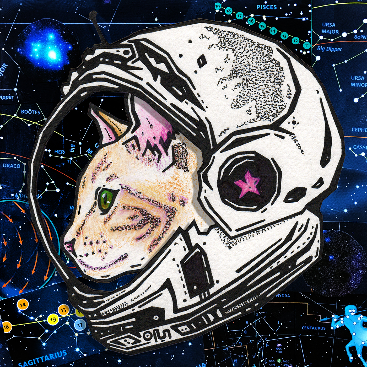 "Catstronaut" 8" Print on Wood on Storenvy