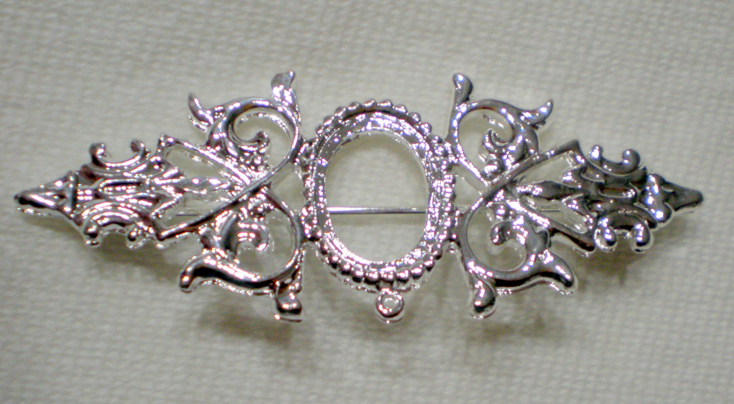 6 of 18x13 mm Shiny Silver Pin or Pendant OLD Style Setting, Gorgeous ...