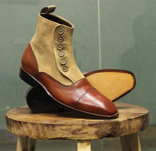 Handmade Men Two Tone Tan&Brown Button Boots,Men Stylish Button Boots ...